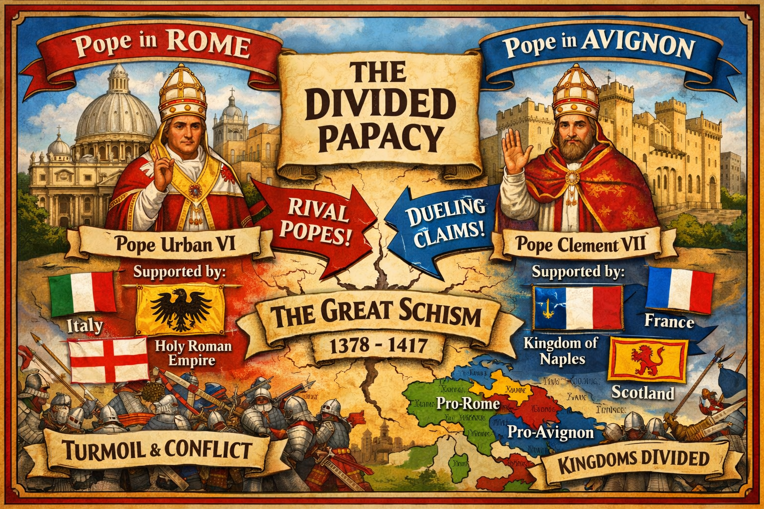 The Great Schism divided papacy and kingdoms